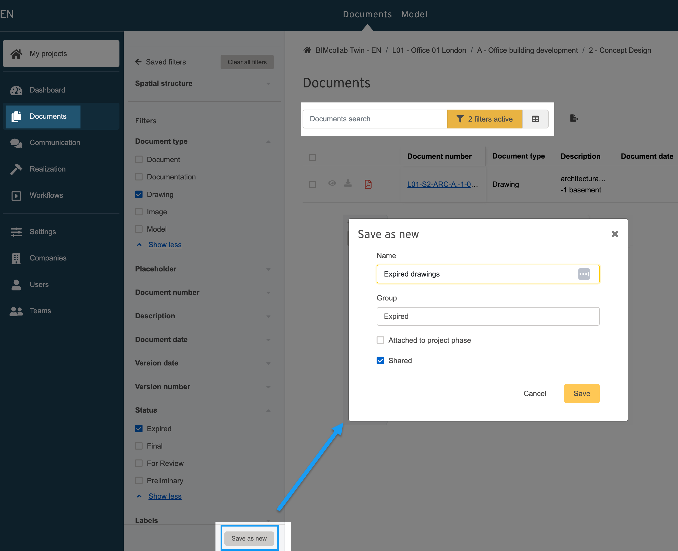 Customizing columns in a document list and using filters Customizing columns in a document list and using filters