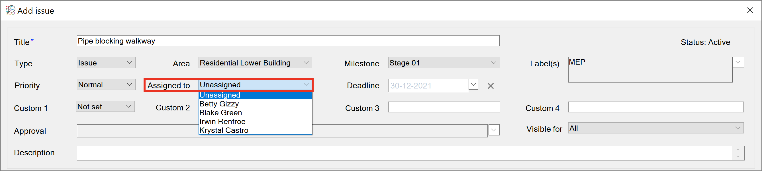 Unassigned issues Unassigned issues